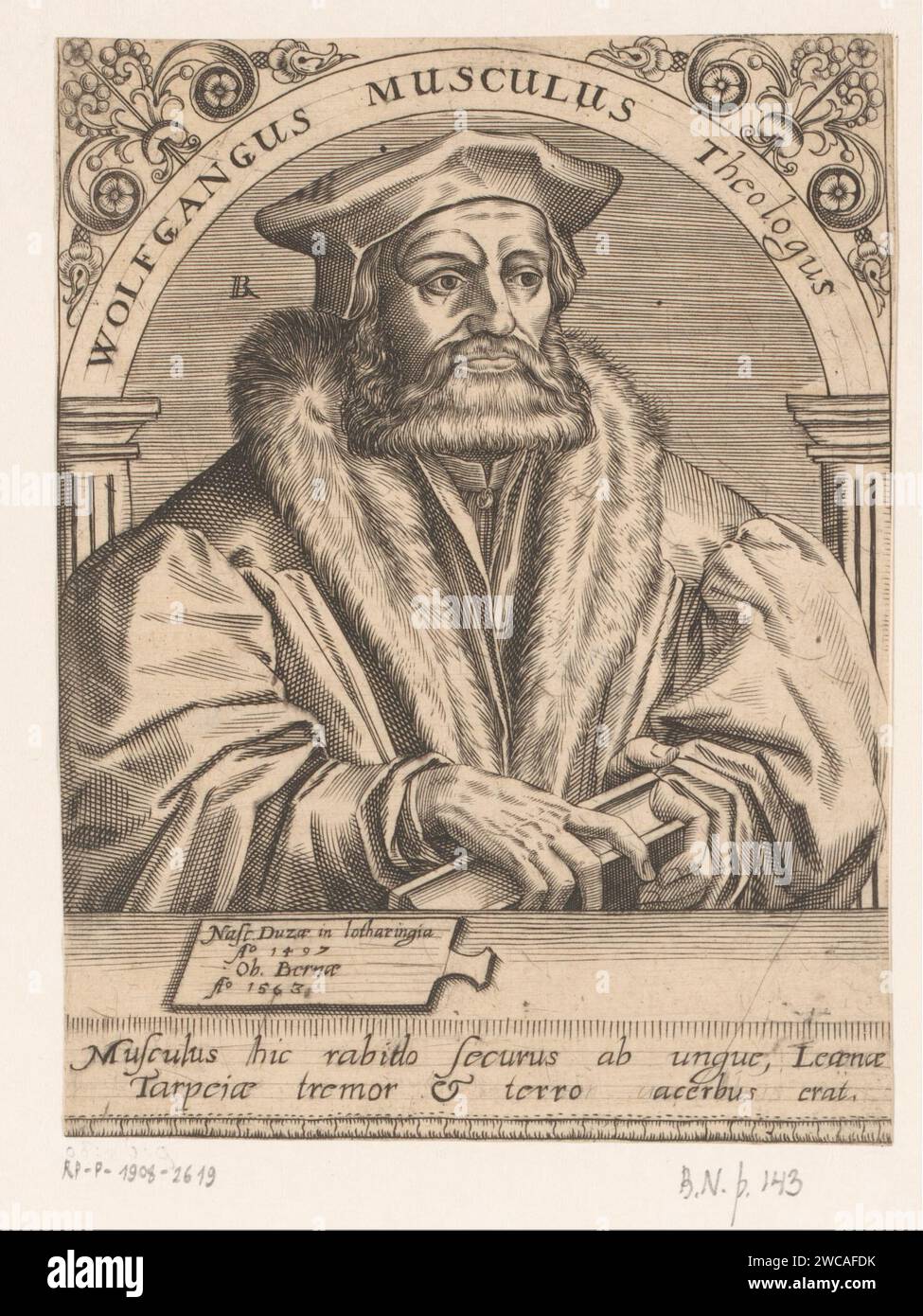 Portrait of Wolfgang Musculus, Robert Boissard, 1597 - 1599 print ...