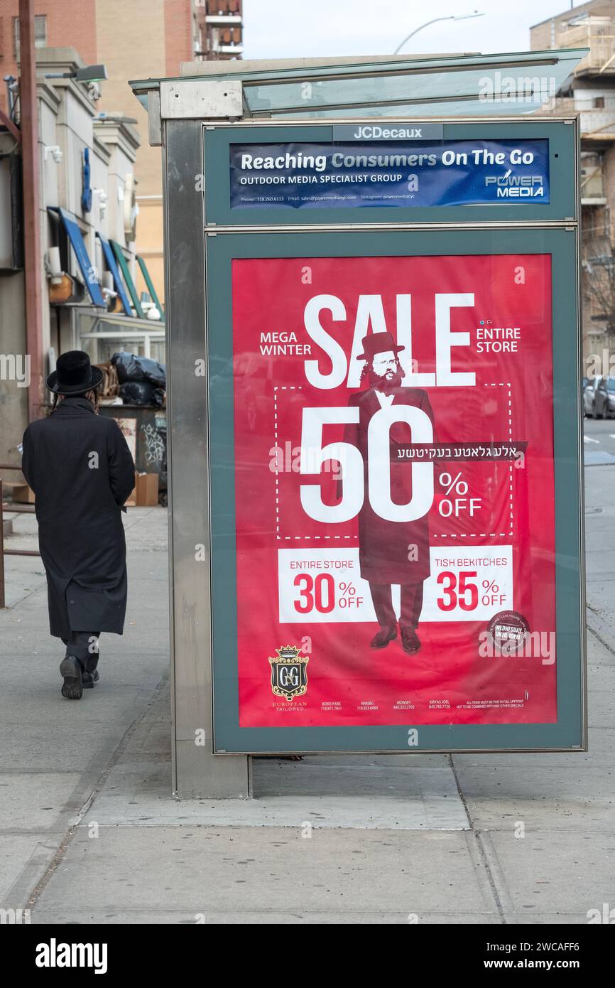 An advertisement on a JC Decaux bus kiosk for a sale on bekitche ...