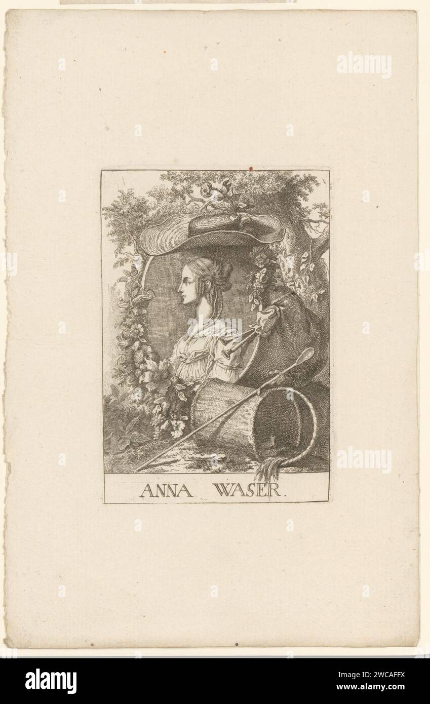 Portrait van Anna Waser, Johann Rudolph Schellenberg, 1750 - 1806 print ...