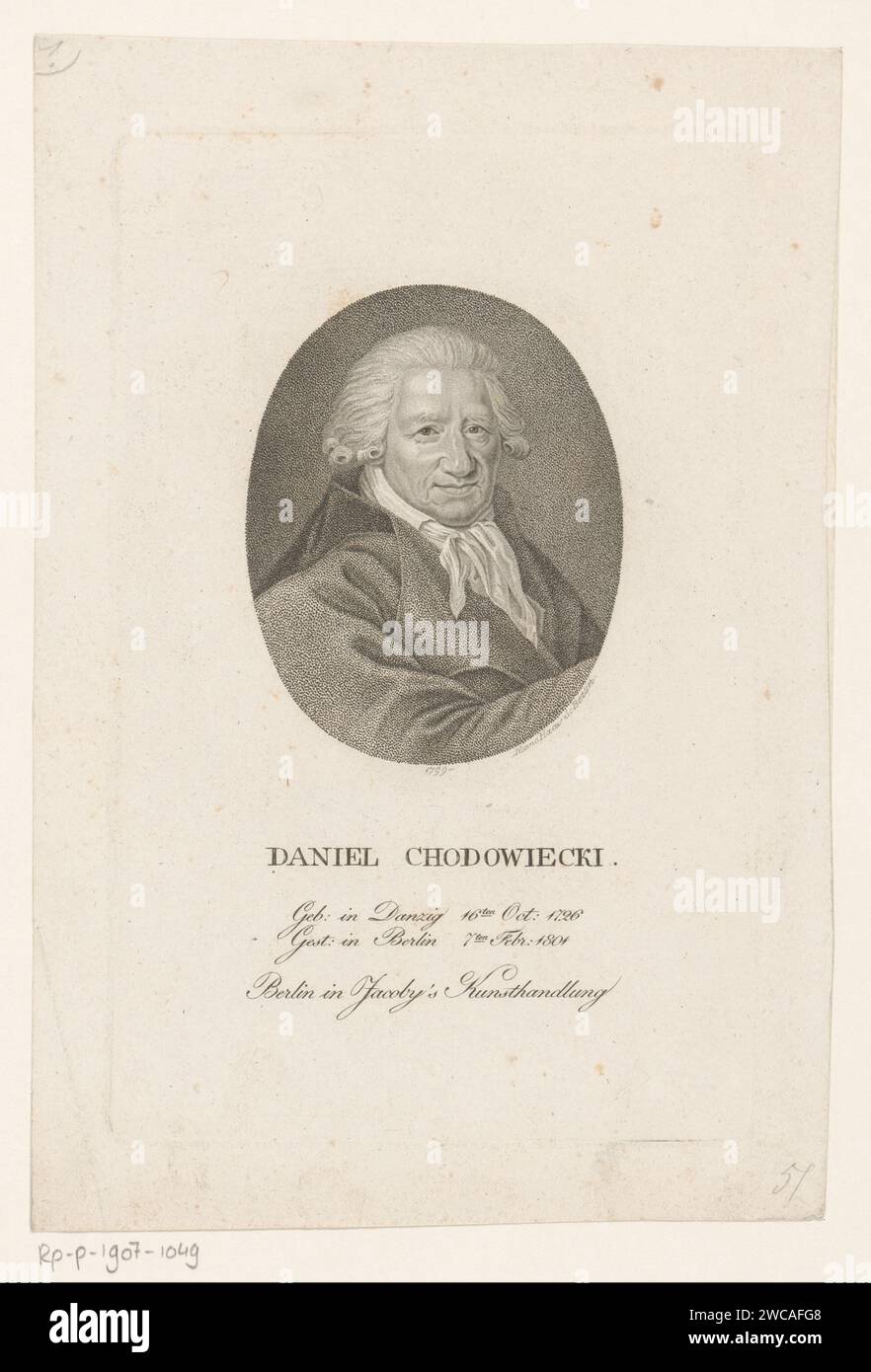 Portrait van Daniel Nikolaus Chodowiecki, Meno Haas, 1799 print Berlin ...