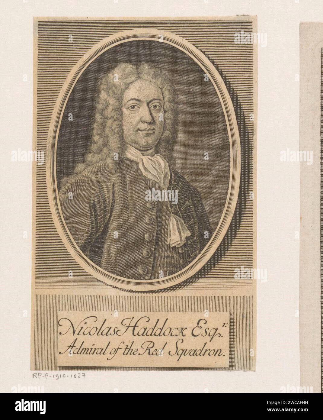 Portrait of Nicholas Haddock, Johann Martin Berbigeroth, 1742 print ...