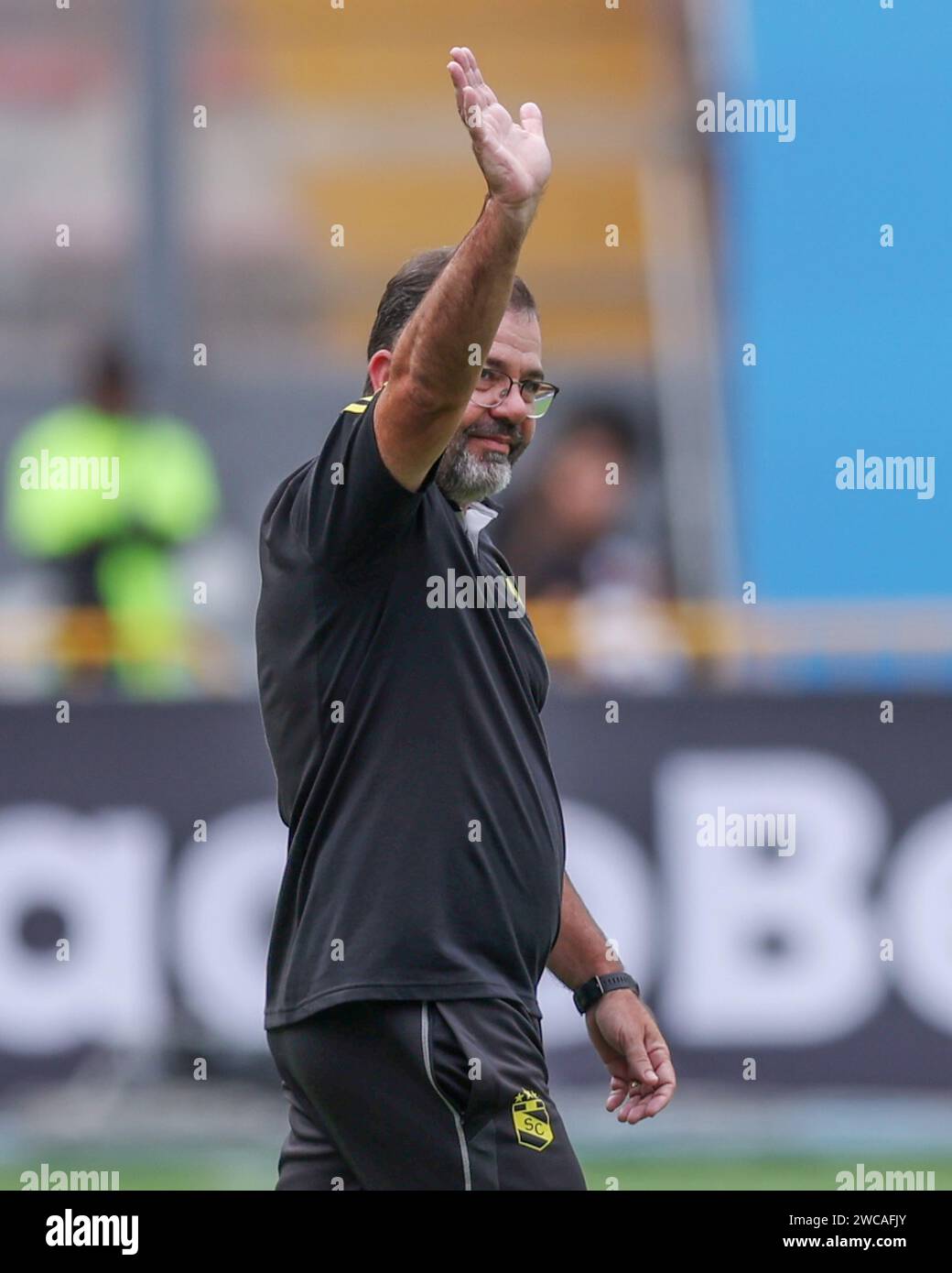 Lima, Peru. 14th Jan, 2024. Sporting Cristal head coach Enderson ...