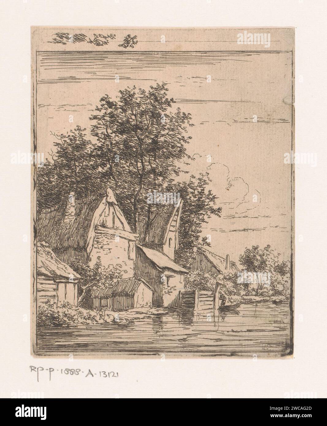 Small buildings on the water, Jean Théodore Joseph Linnig, After Herman ...