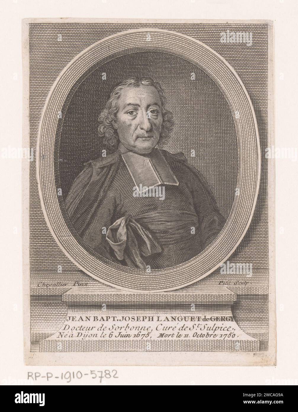 Portret van Jean-Baptiste-Joseph Langue de Gergy, Gille Edme Petit ...