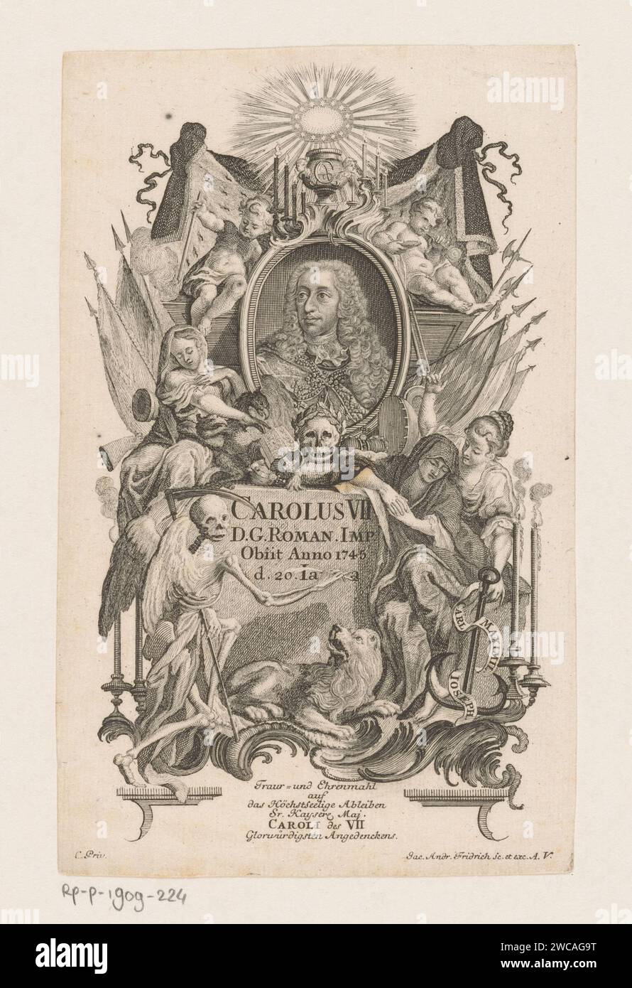 Portrait of Karel VII Albrecht in memory of his death in 1745, Jacob ...