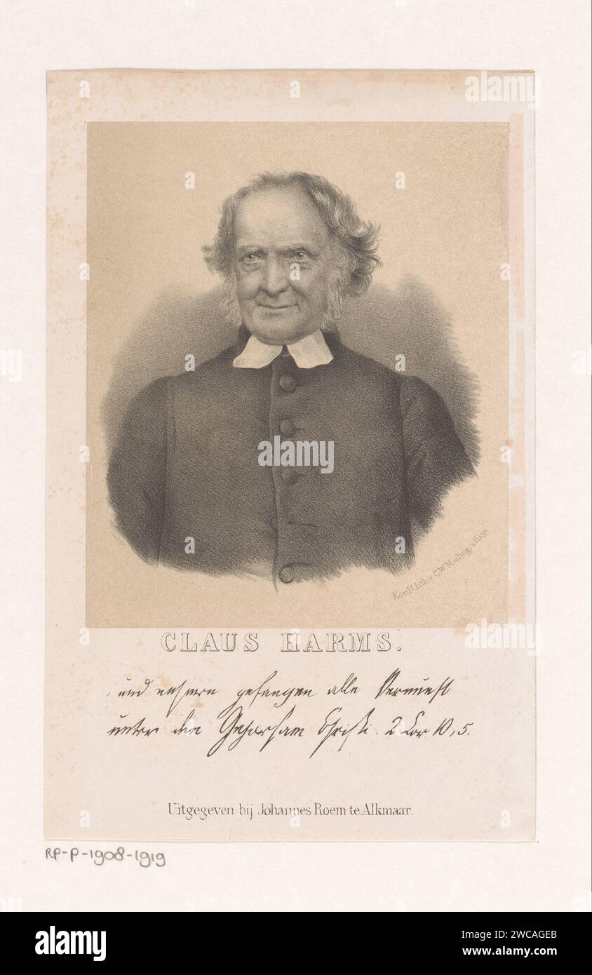 Portrait of Claus Harms, Anonymous, Royal Dutch Stone Pressure of C.W ...