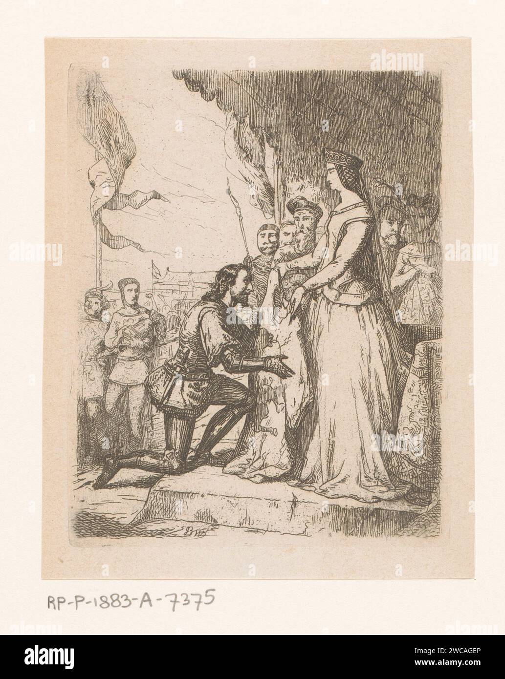 Bruno as the victor of the joust, Johan Bernhard Wittkamp, 1857 print ...