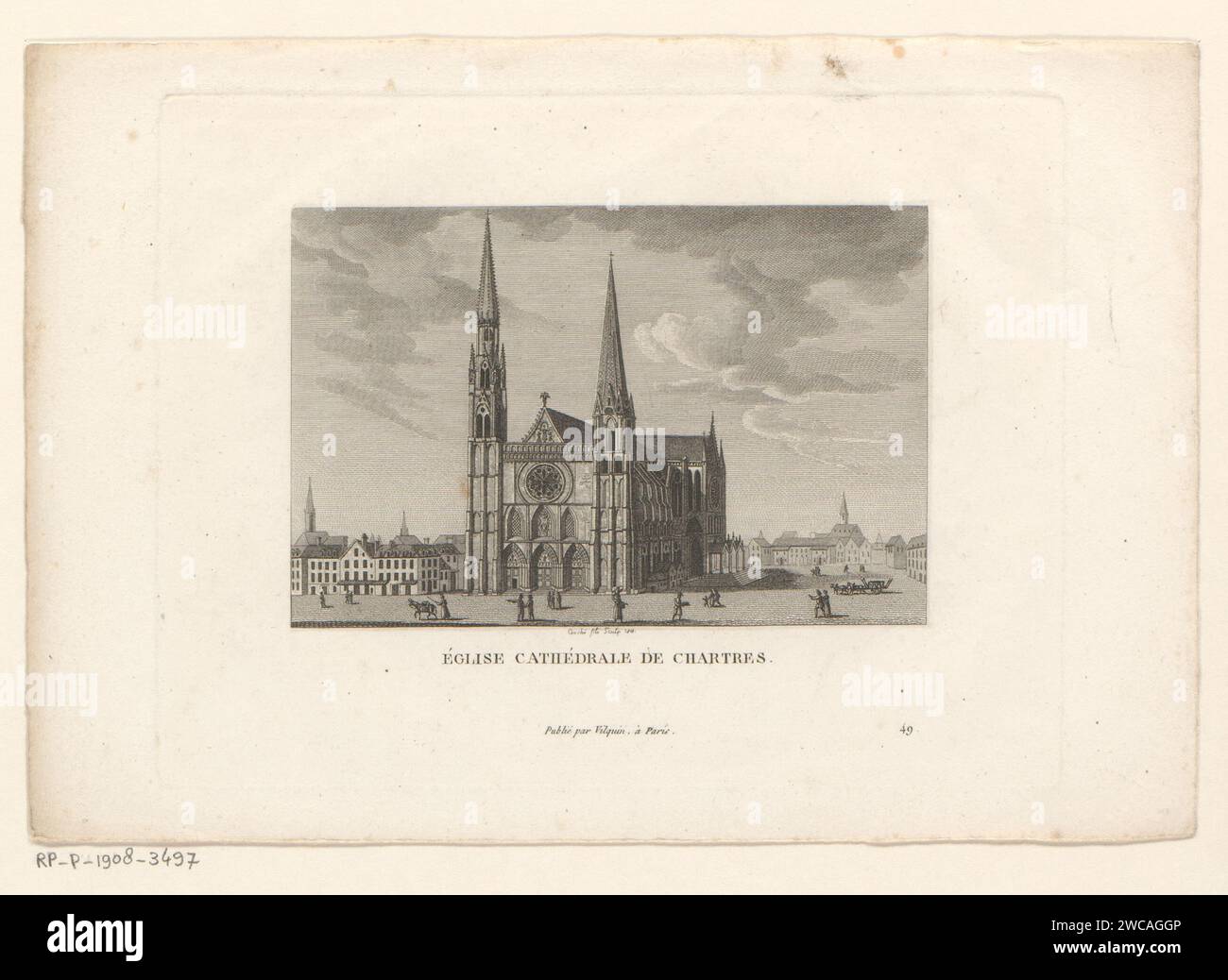 View of the Cathedral of Chartres, François Louis Couché, 1818 print ...