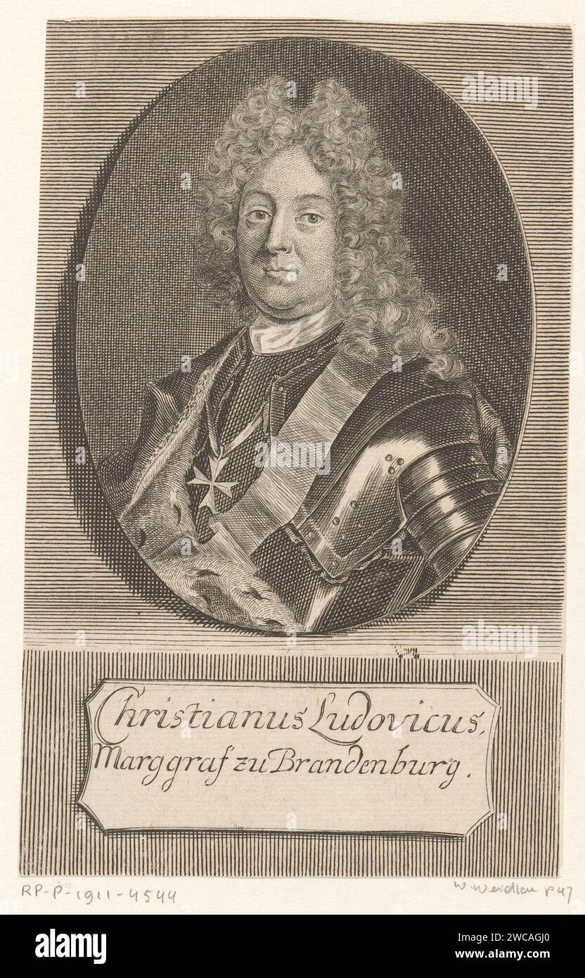 Portrait of Christian Ludwig von Brandenburg, Martin Berbigeroth, 1715 ...