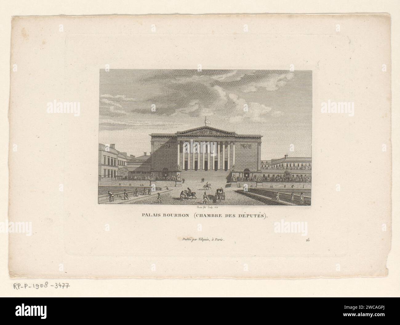 View of the Palais Bourbon in Paris, François Louis Couché, 1818 print ...