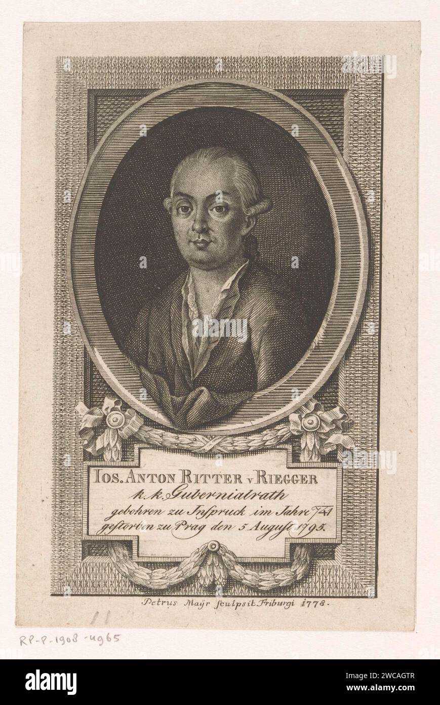Portret van Joseph Anton Stephan Riegger, Peter Mayr, in or after 1795 ...