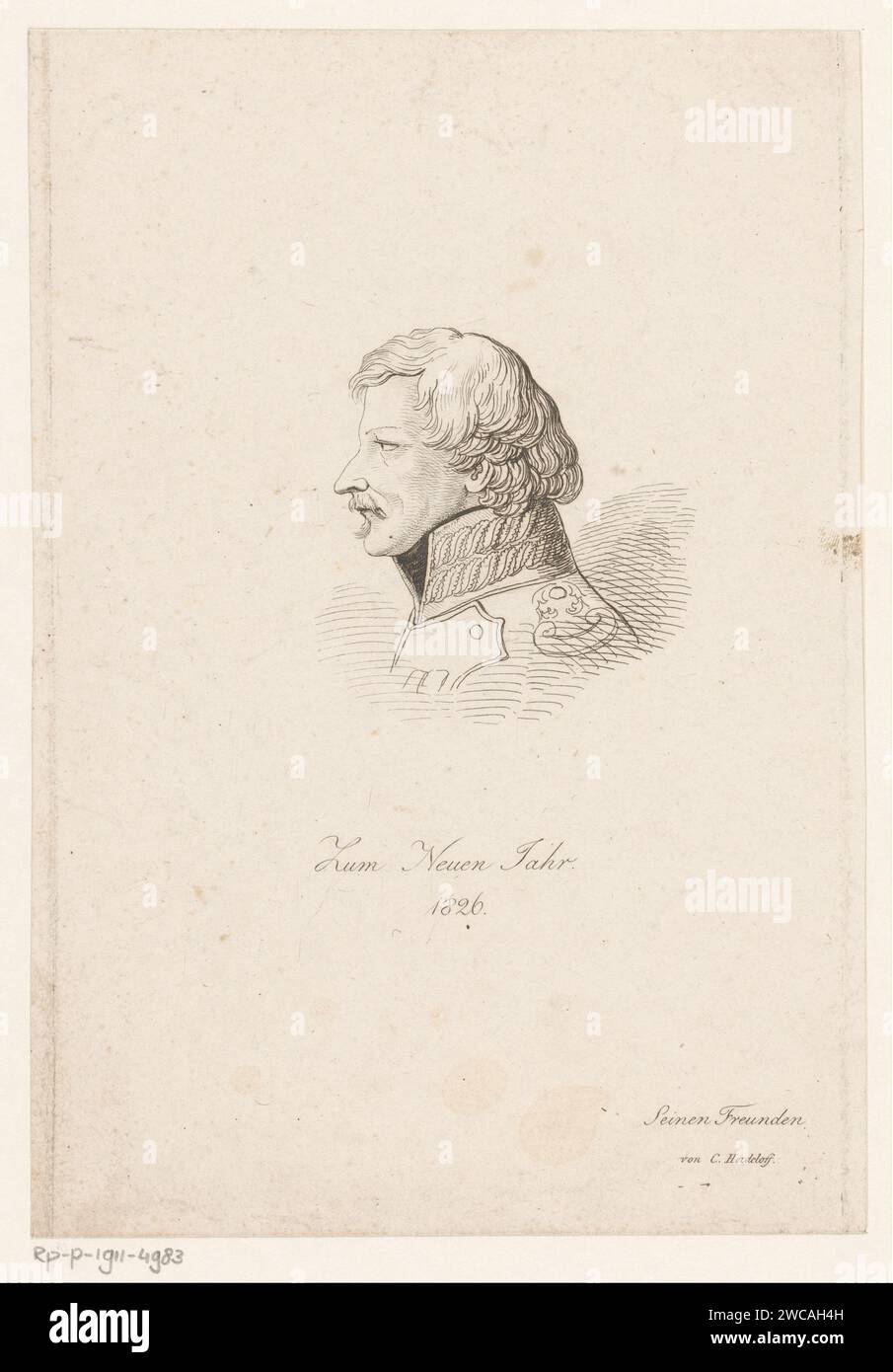 Self -portrait, Carl Alexander von Heideloff, 1826 print paper etching ...