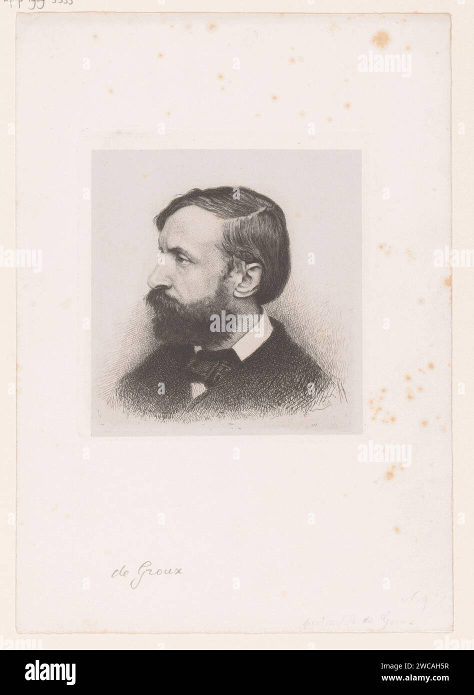 Portret van Charles de Groux, Auguste Danse, 1886 print paper. etching ...