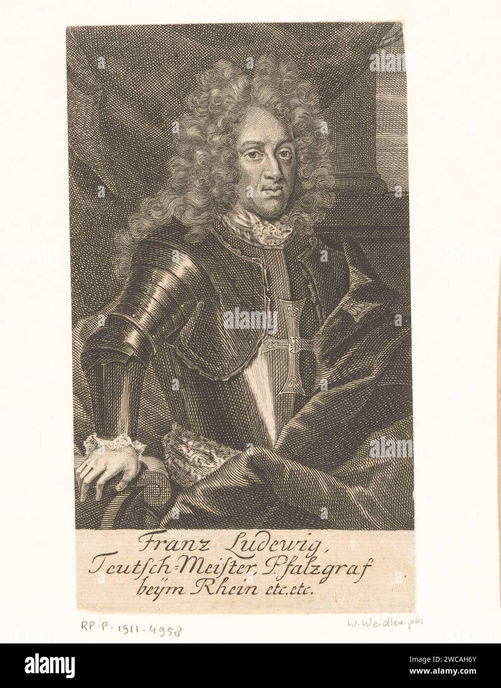Portrait van Franz Ludwig von Pfalz-Neuburg, Martin Bernigeroth, 1718 ...