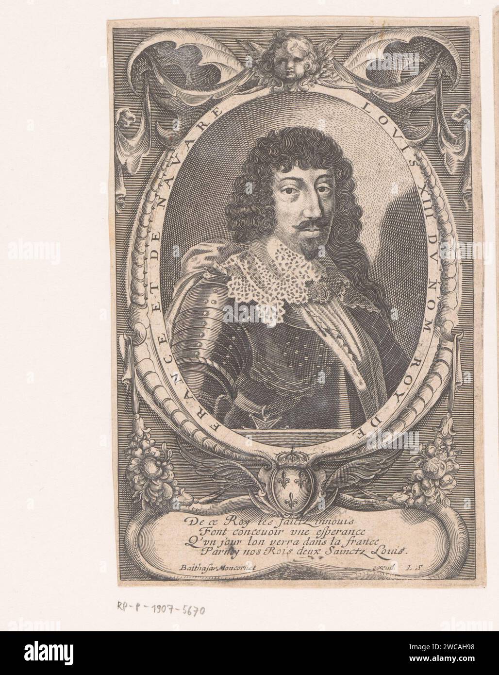 Portrait of Louis XIII van France, Anonymous, Balthazar Moncornet, 1636 ...