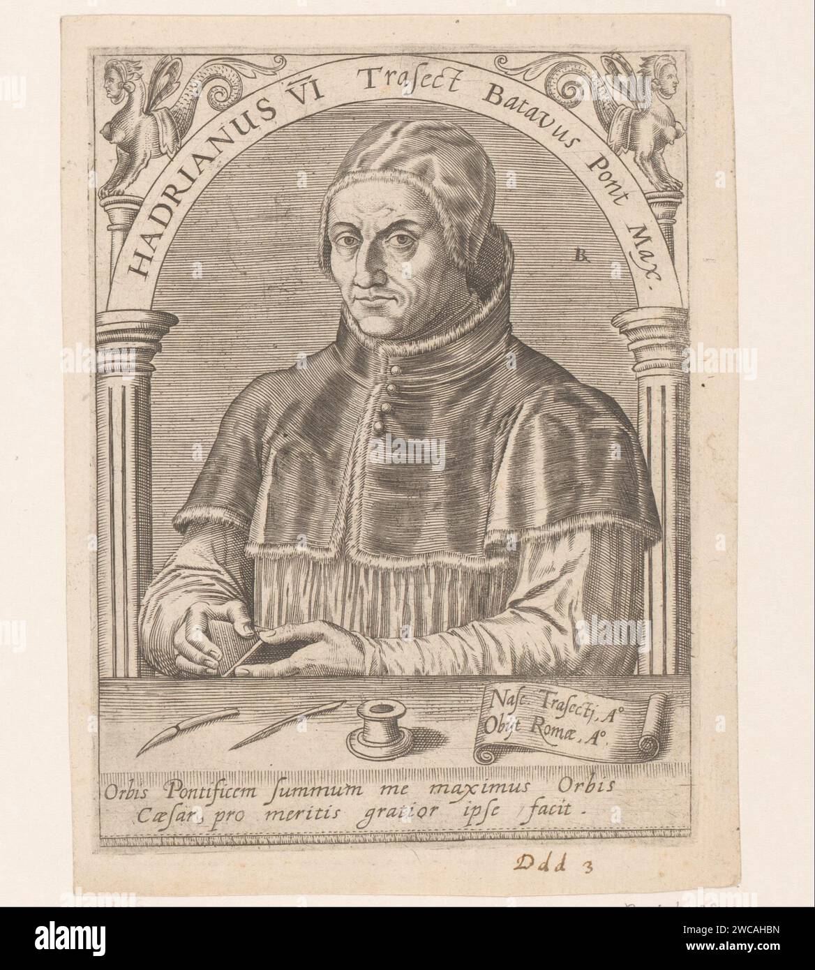Portrait of Pope Adrianus VI, Robert Boissard, 1597 - 1599 print France ...