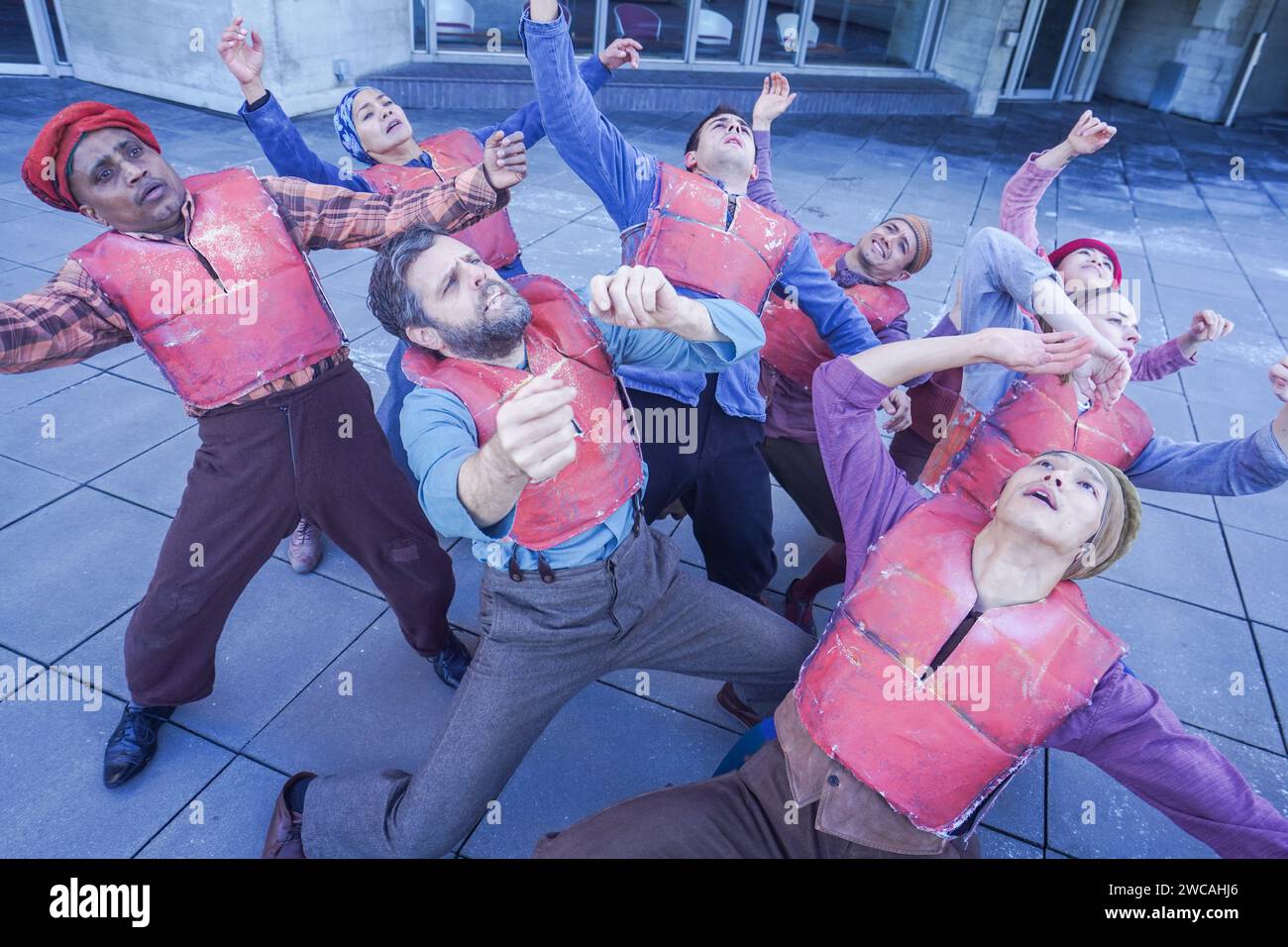 London, UK. 15 January 2024. .The cast of the physical theatre company ...