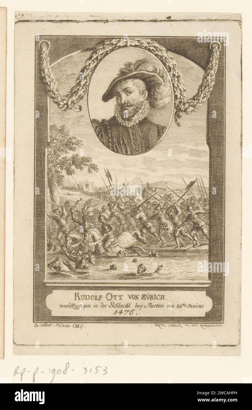 Portret is Rudolf there, Johann Rudolph Schellenberg, 1790 print paper ...