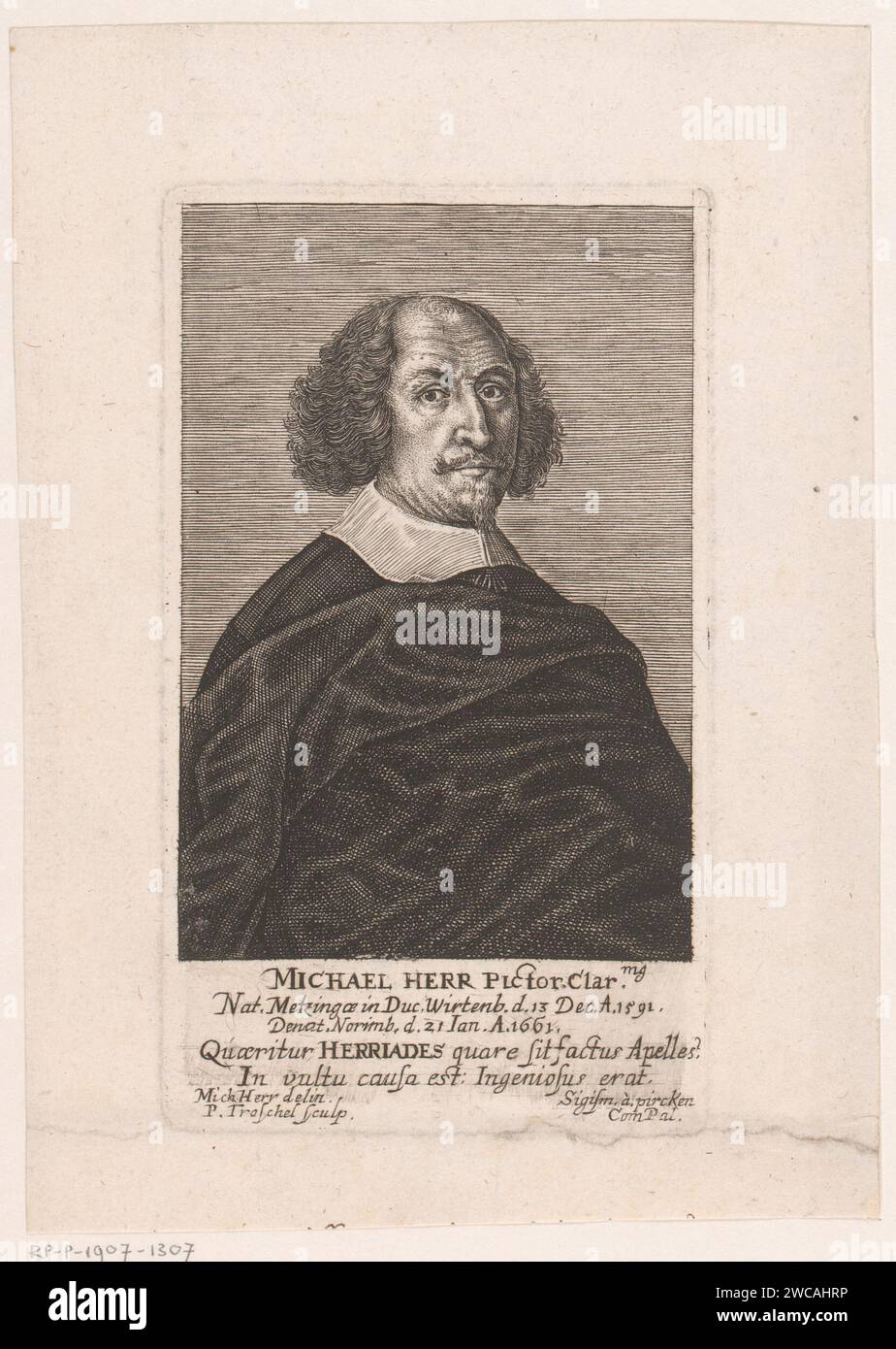 Portrait van Michael Herr, Peter Troschel, after Michael Herr, 1661 ...
