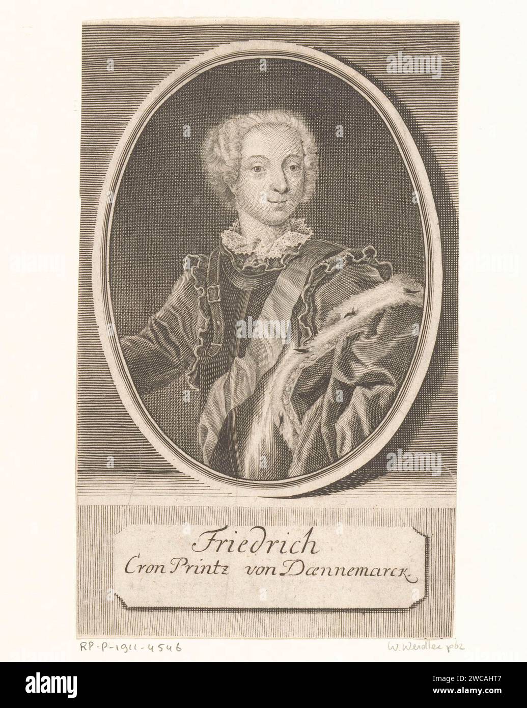 Portrait of Frederik V van Denmark as Kroon Prince, Johann Martin ...