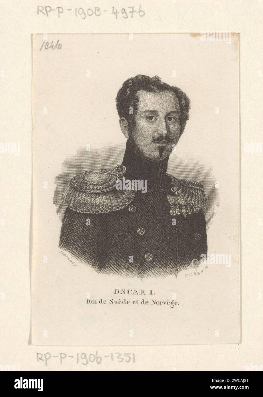 Portrait of Oscar I, King of Sweden and Norway, Carl Mayer, After Olof ...
