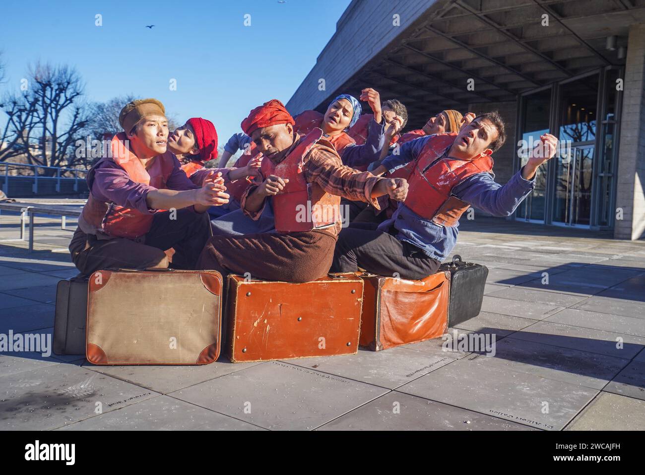 London, UK. 15 January 2024. .The cast of the physical theatre company ...
