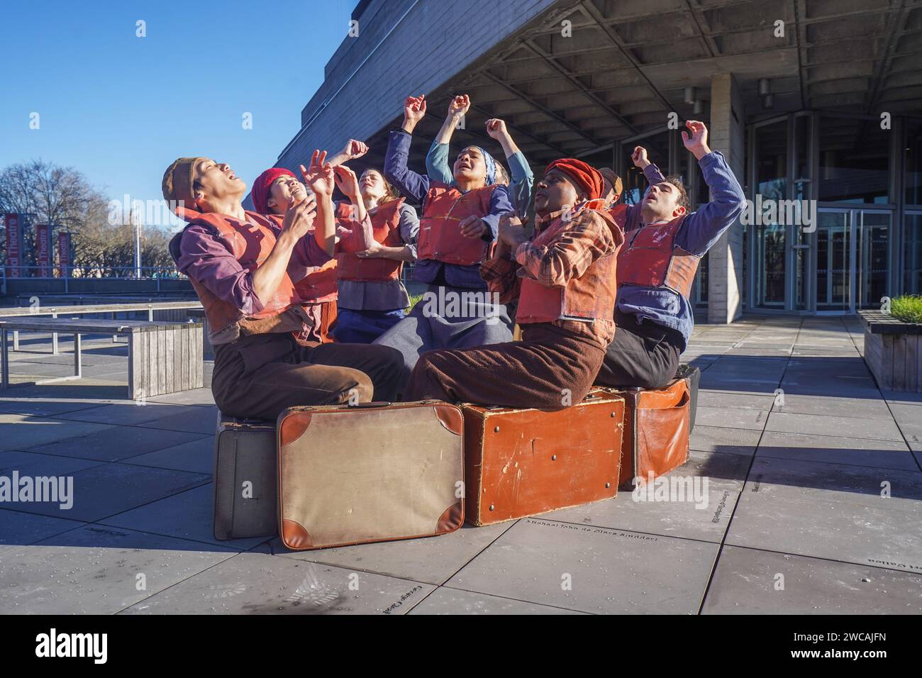 London, UK. 15 January 2024. .The cast of the physical theatre company ...