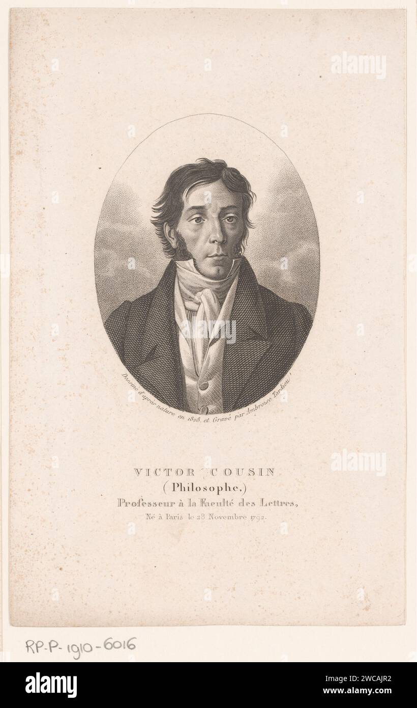 Portret van Victor Cousin, Ambroise Tardieu, 1828 print Paris paper engraving / etching ...