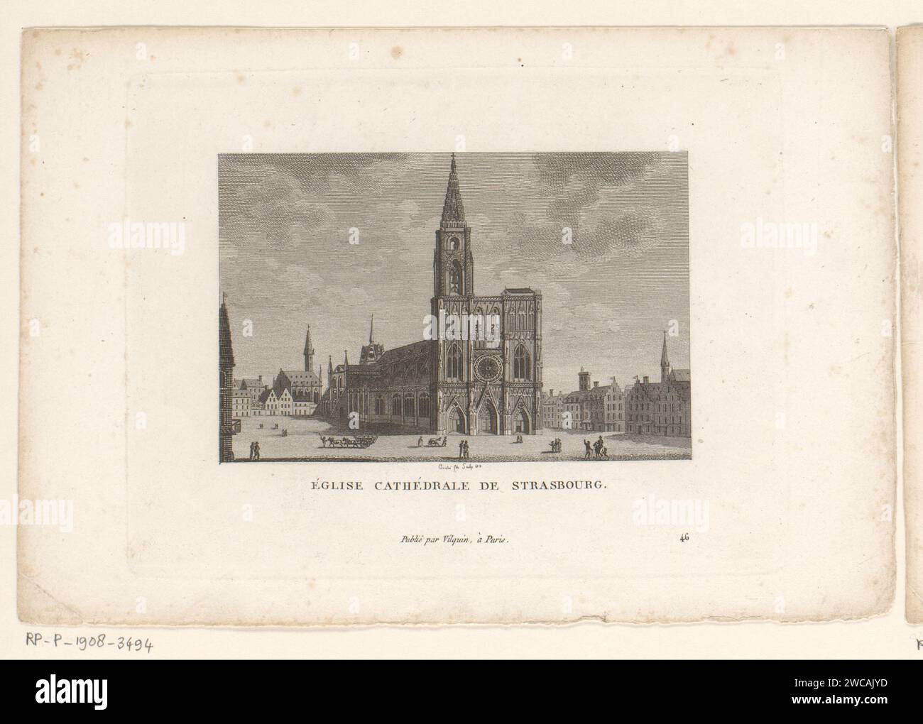 View of the cathedral of Strasbourg, François Louis Couché, 1818 print ...