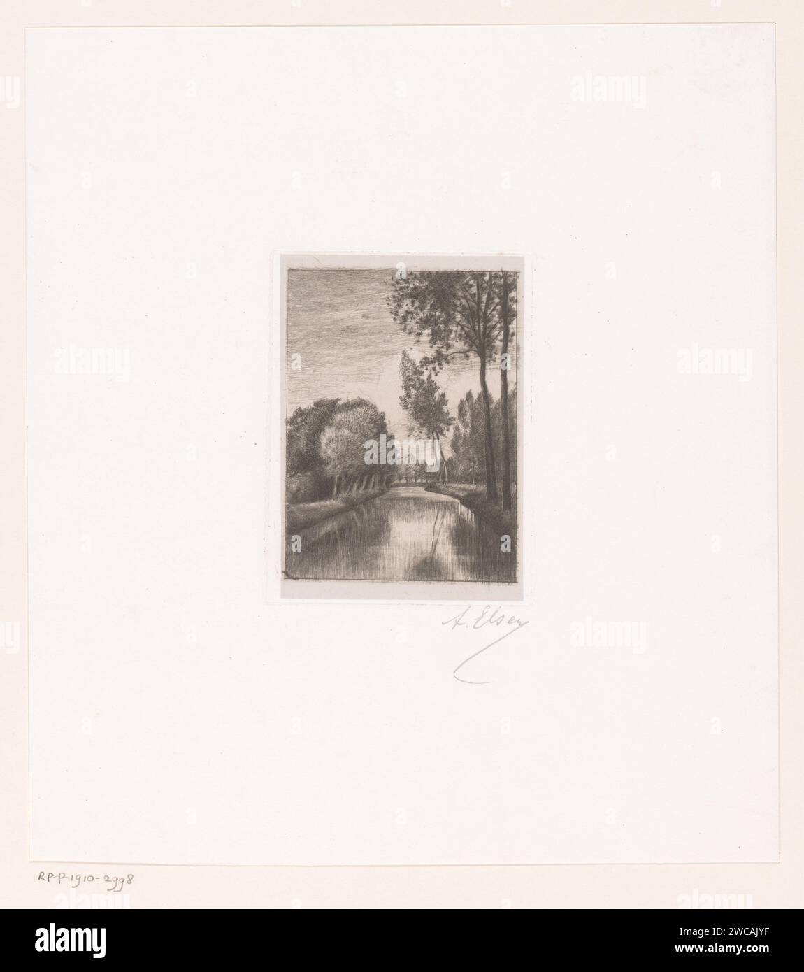 Channel with vegetation along the banks, Alfred Elsen, 1860 - 1910 ...
