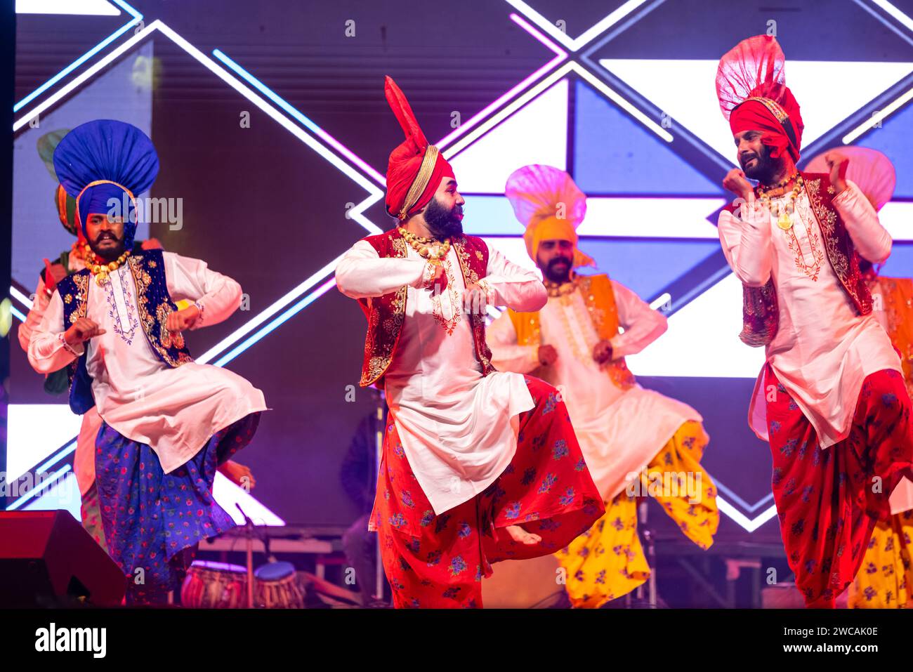 Group of punjabi artists from punjab performing bhangra dance in ...