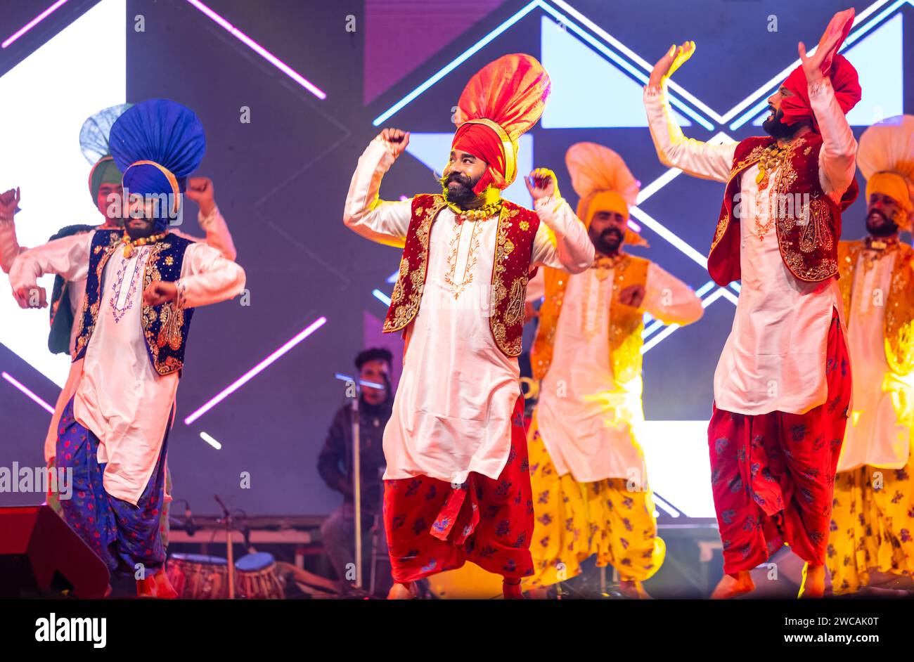 Group of punjabi artists from punjab performing bhangra dance in ...