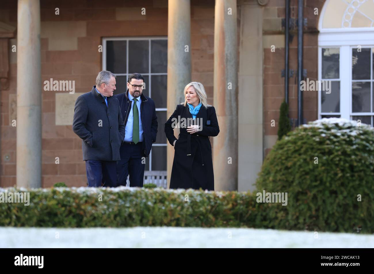 (left to right) Sinn Fein representatives MLA Conor Murphy, advisor ...