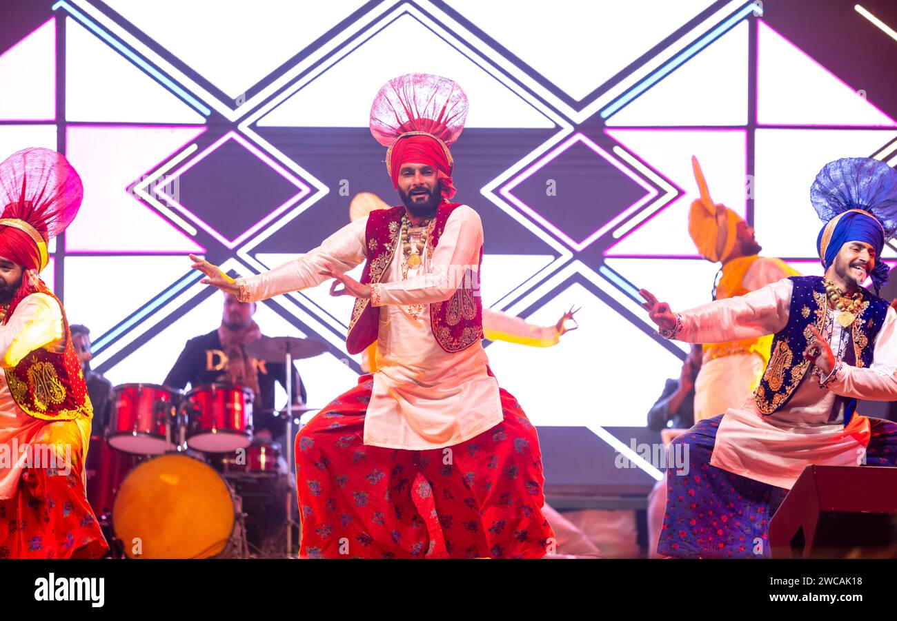 Group of punjabi artists from punjab performing bhangra dance in ...