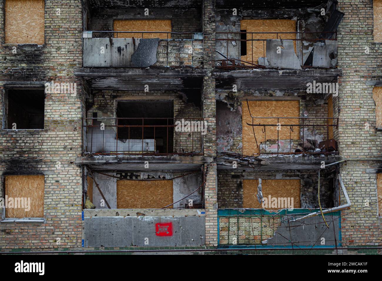 Non Exclusive: KYIV REGION, UKRAINE - JANUARY 13, 2024 - The windows in ...