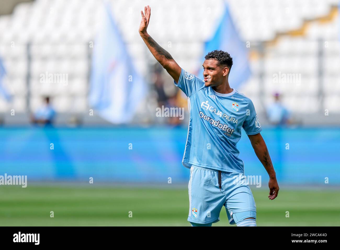 Lima, Peru. 14th Jan, 2024. Quembol Guadalupe of Sporting Cristal ...