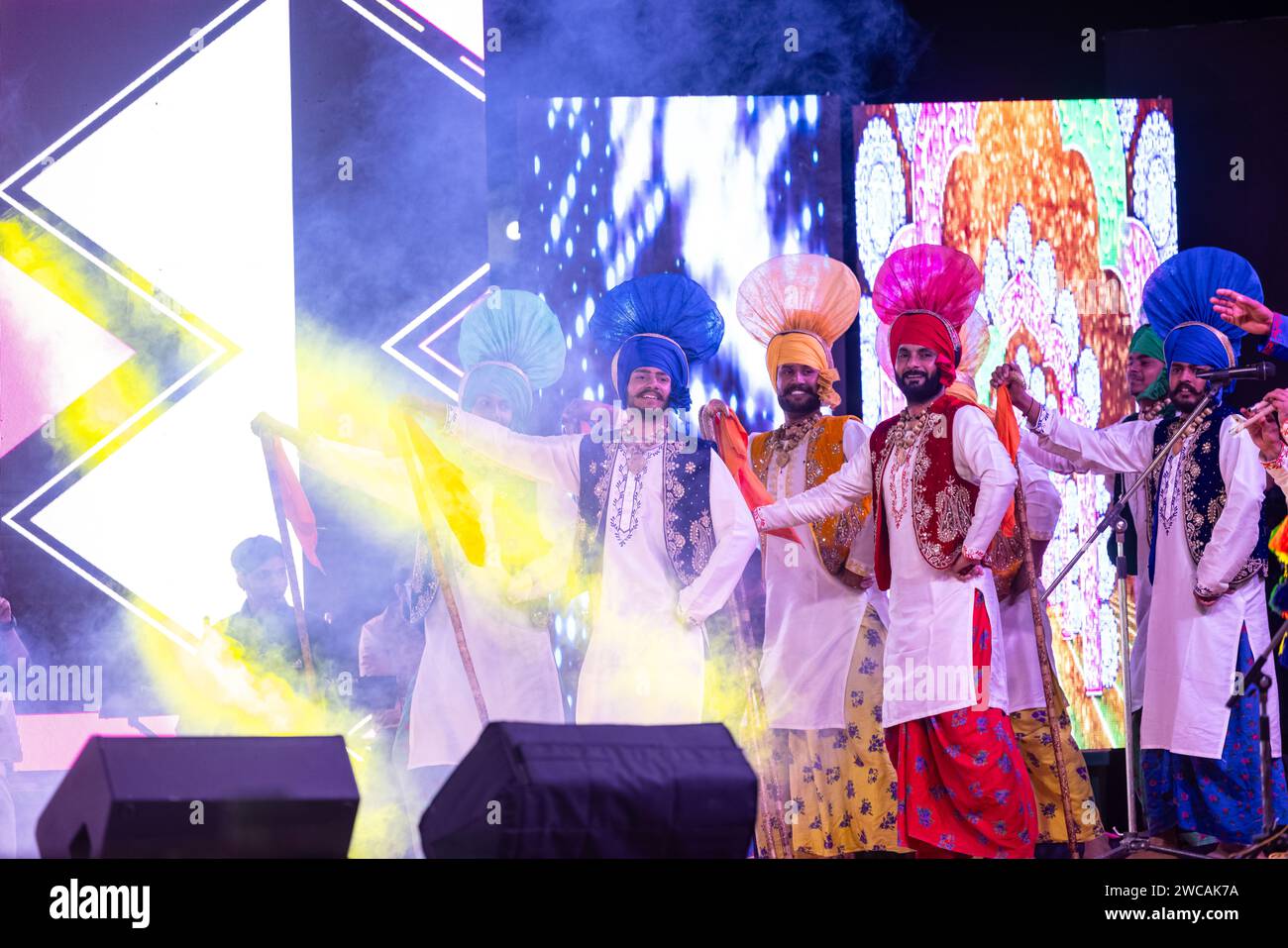 Group of punjabi artists from punjab performing bhangra dance in ...