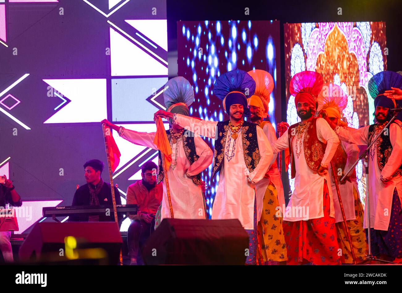 Group of punjabi artists from punjab performing bhangra dance in ...