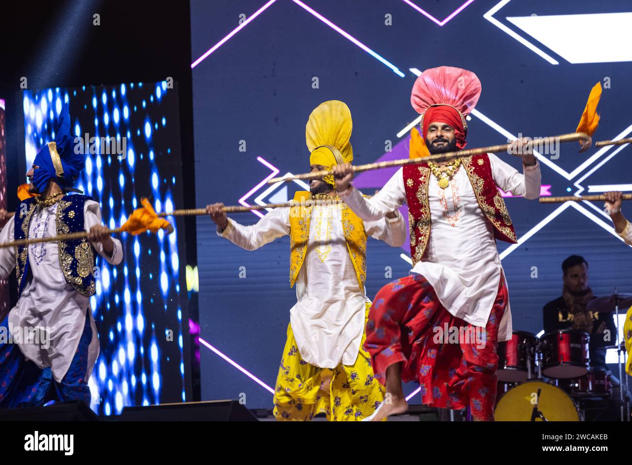 Group of punjabi artists from punjab performing bhangra dance in ...