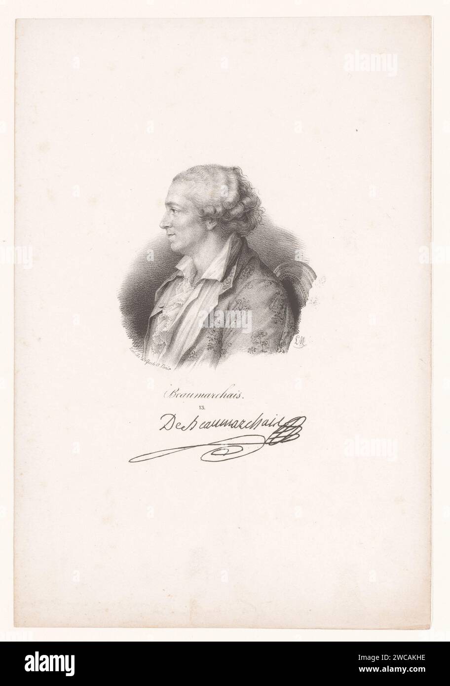 Portret van Pierre Beaumarchais, Nicolas Maurin, 1825 - 1842 print ...