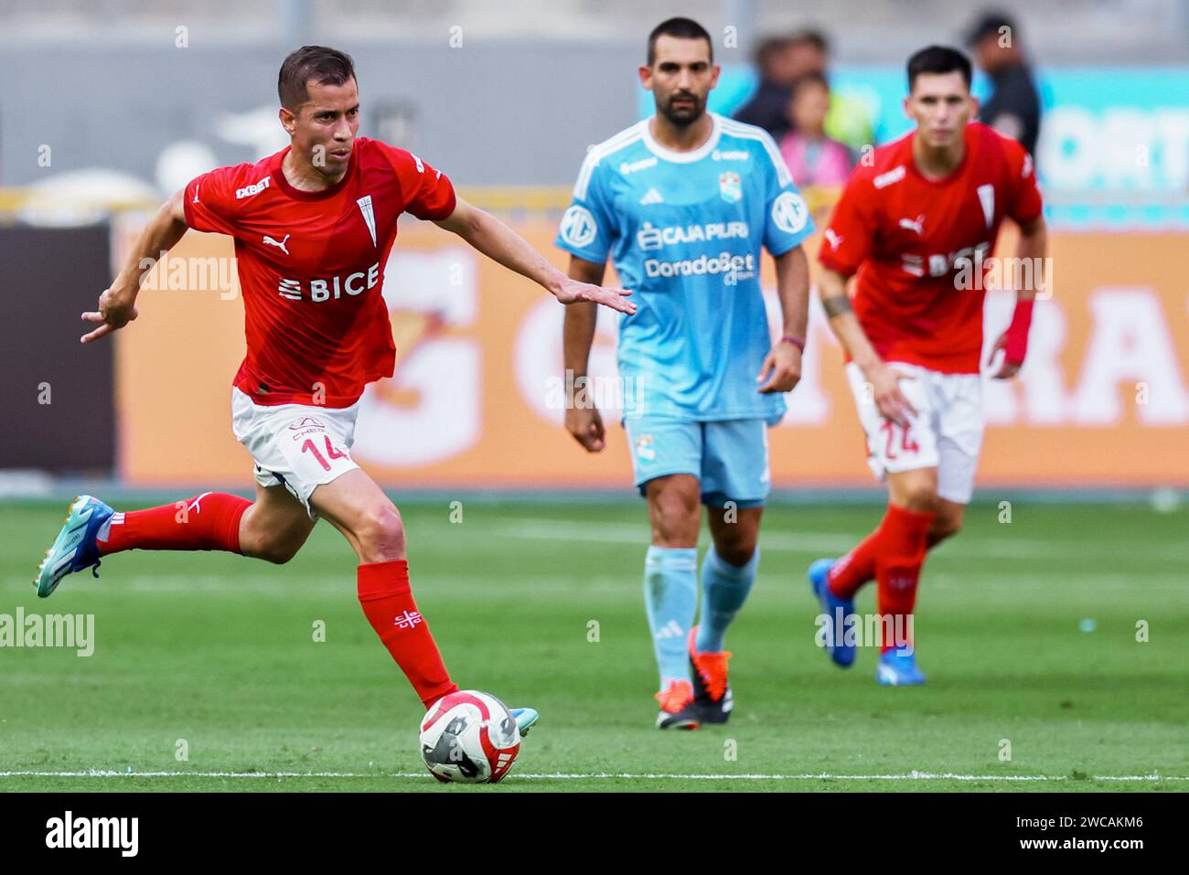 Lima, Peru. 14th Jan, 2024. Agustin Farias of Universidad Catolica ...