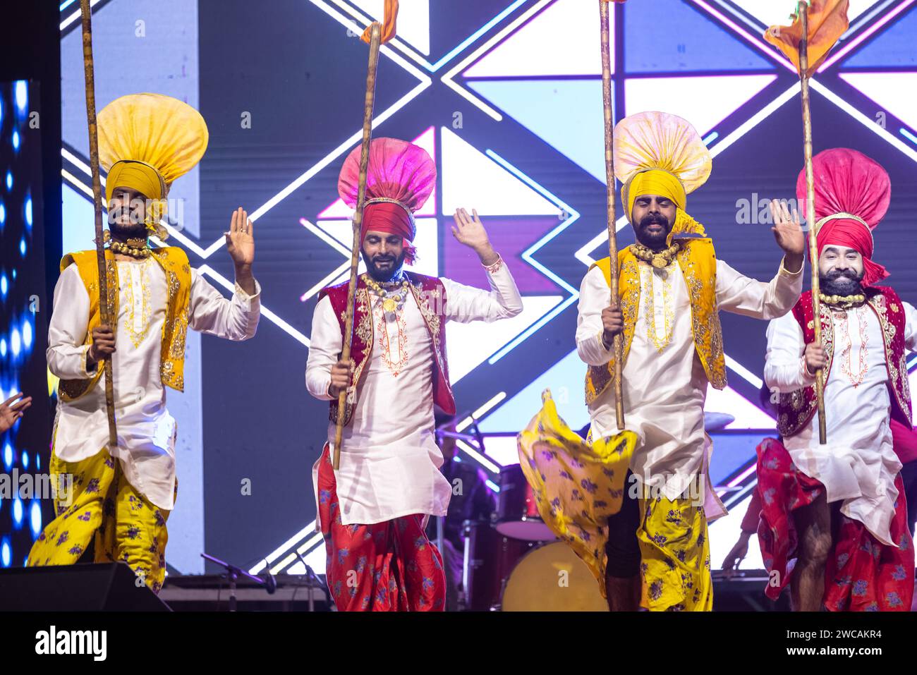 Group of punjabi artists from punjab performing bhangra dance in ...