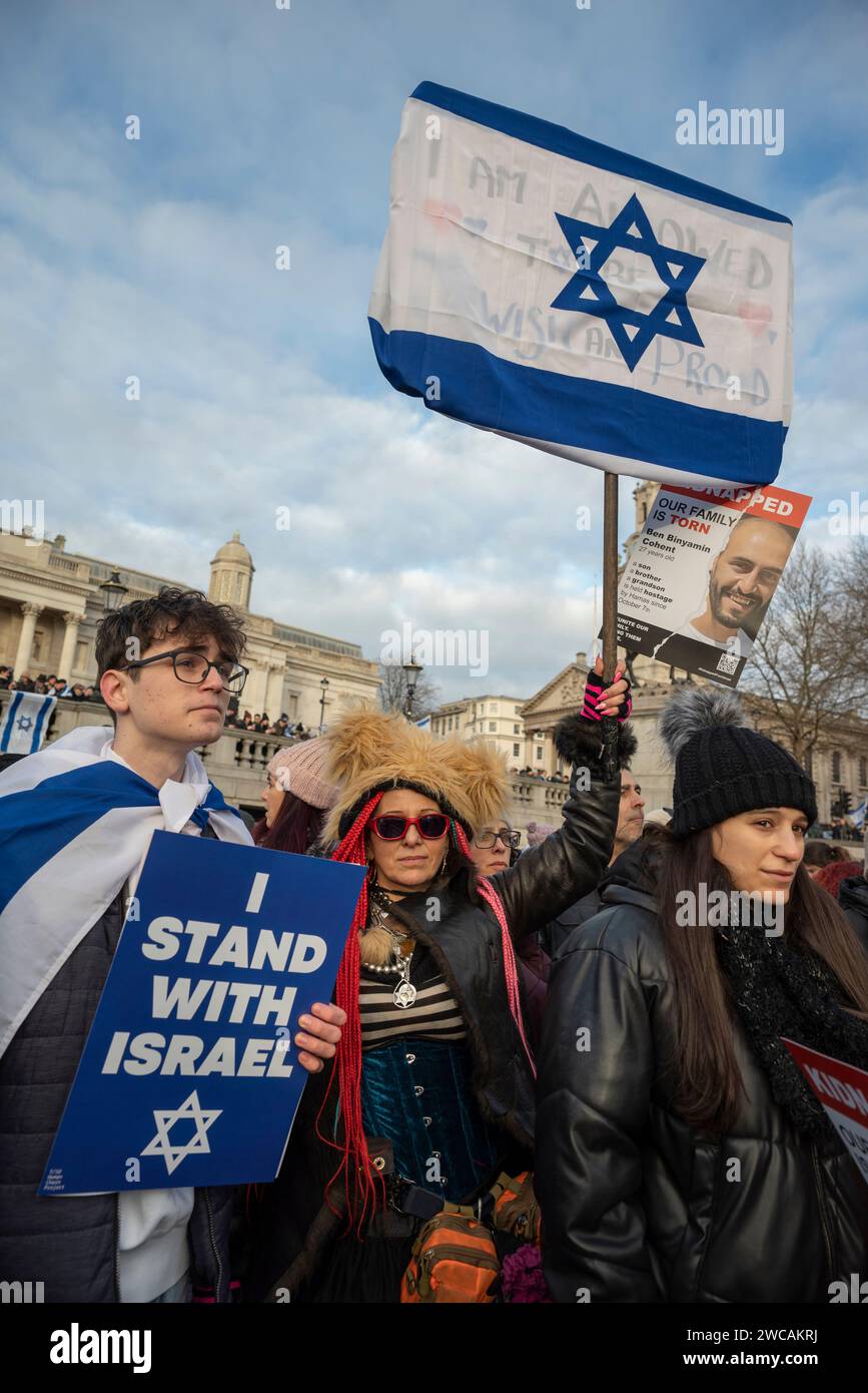 I Stand with Israel placard at Pro-Israel rally at Trafalgar Square ...
