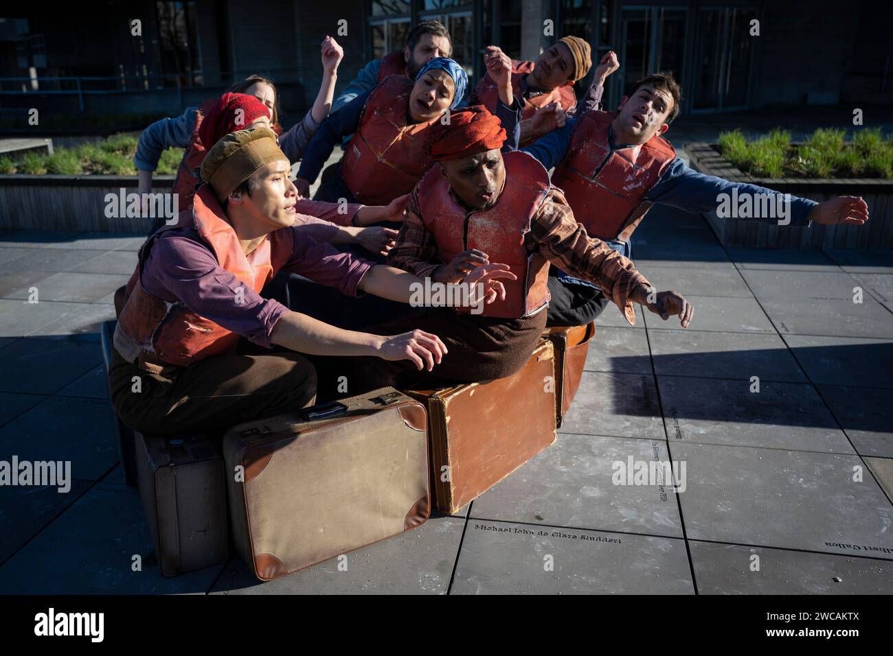 London, UK. 15 January 2024. Performers from physical theatre company ...