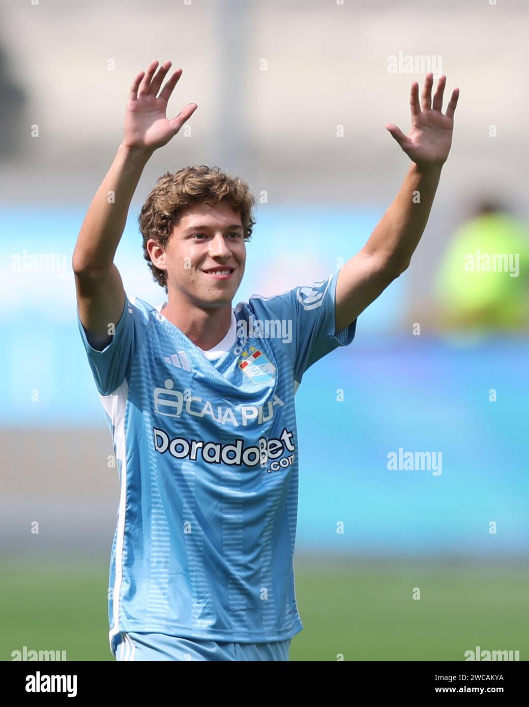 Lima, Peru. 14th Jan, 2024. Ian Wisdom of Sporting Cristal during the ...