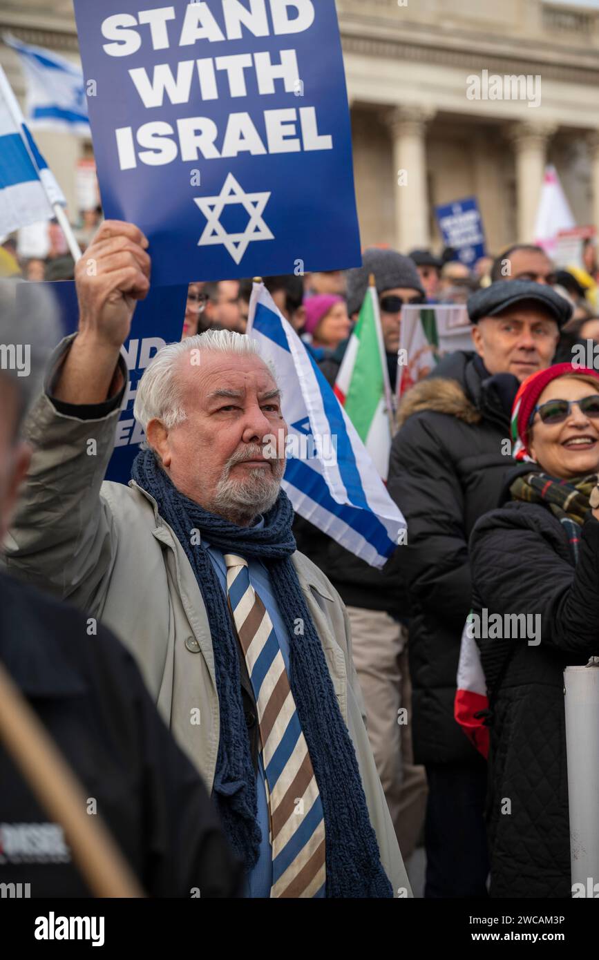 I Stand with Israel placard at Pro-Israel rally at Trafalgar Square ...