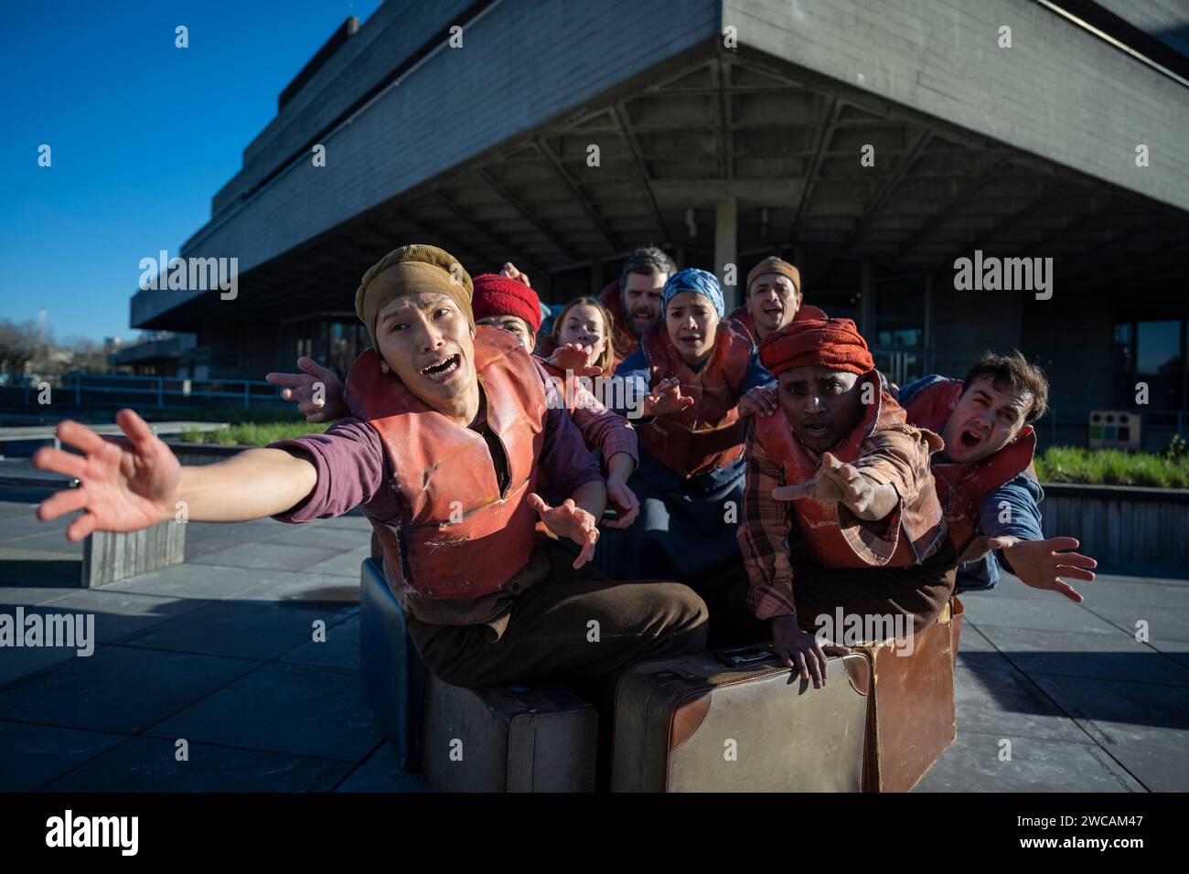 London, UK. 15 January 2024. Performers from physical theatre company ...