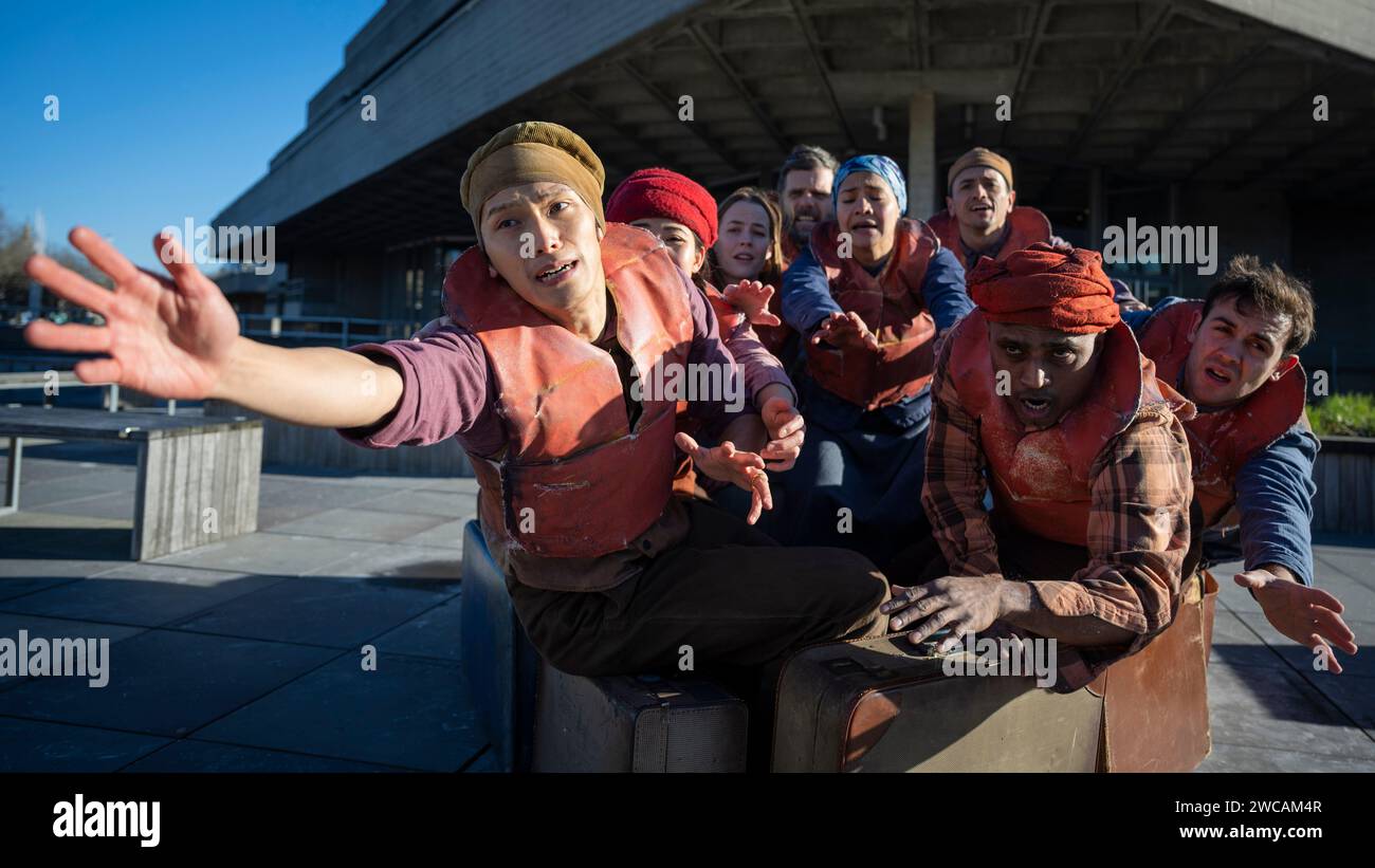 London, UK. 15 January 2024. Performers from physical theatre company ...