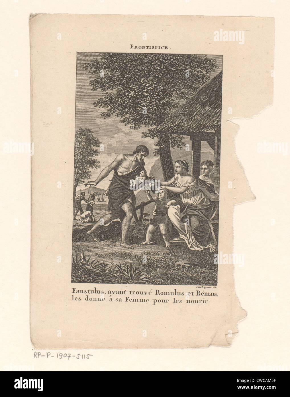 Faustulus brings Romulus and Remus to his wife, Alexis Chataigner, 1782 ...