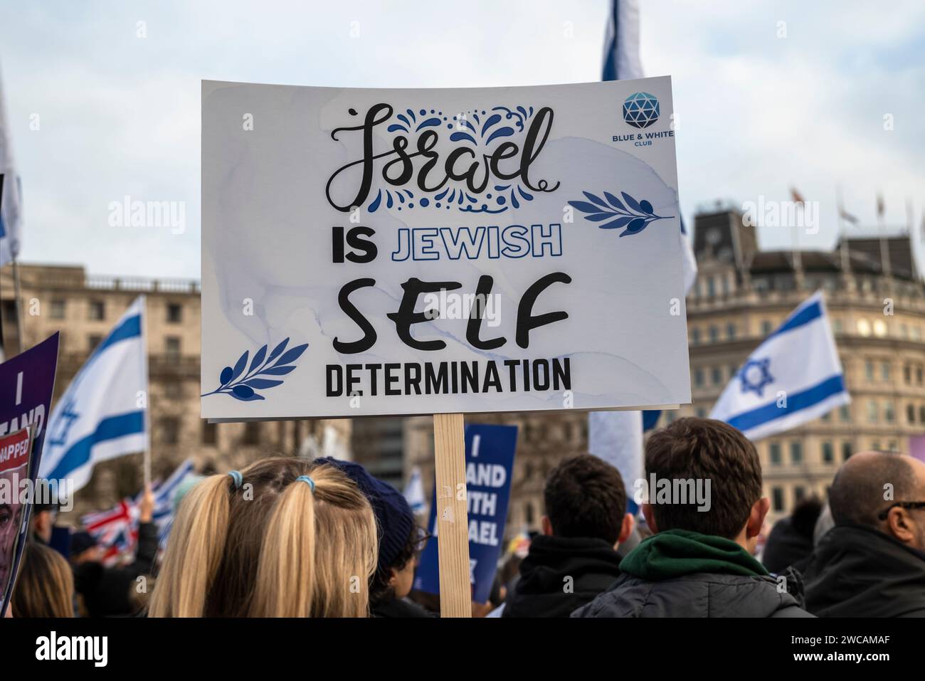 Israel, Israel is Jewish Self-determination placard at Pro-Israel rally ...
